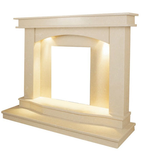 The Turin Fireplace in Roman Stone with Downlights | sensofireplaces