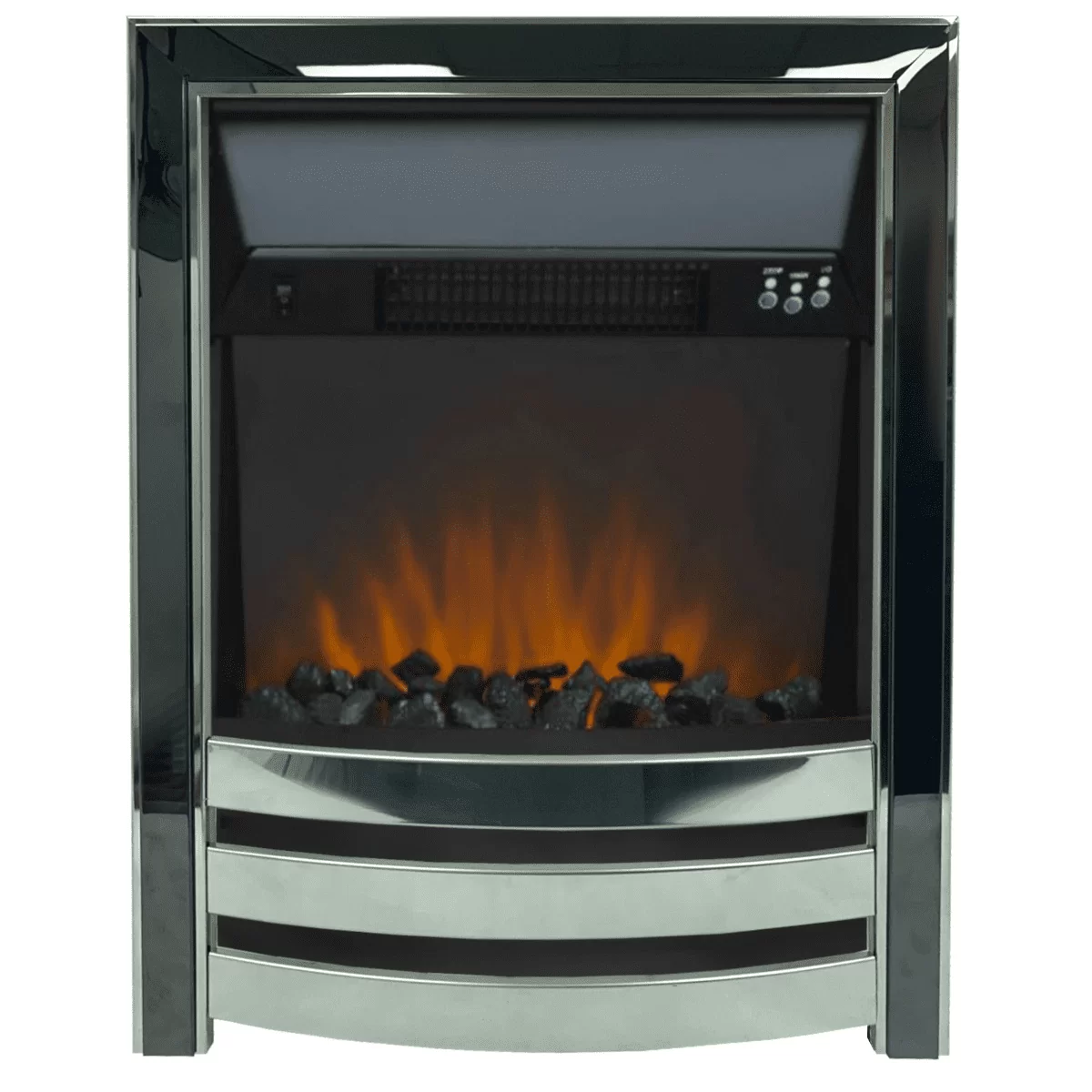THE MONACO ELECTRIC FIRE WITH CHROME AND BLACK NICKEL | sensofireplaces