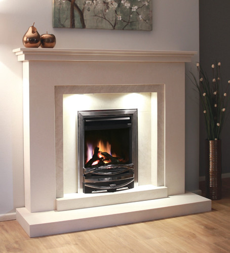 Tempest Limestone 54 inch Fireplace | Glass Fronted High Efficiency Gas ...