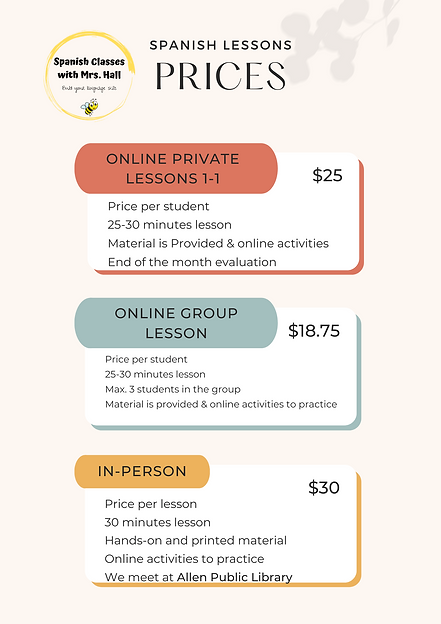 CLASSES & PRICES | Spanish Classes with