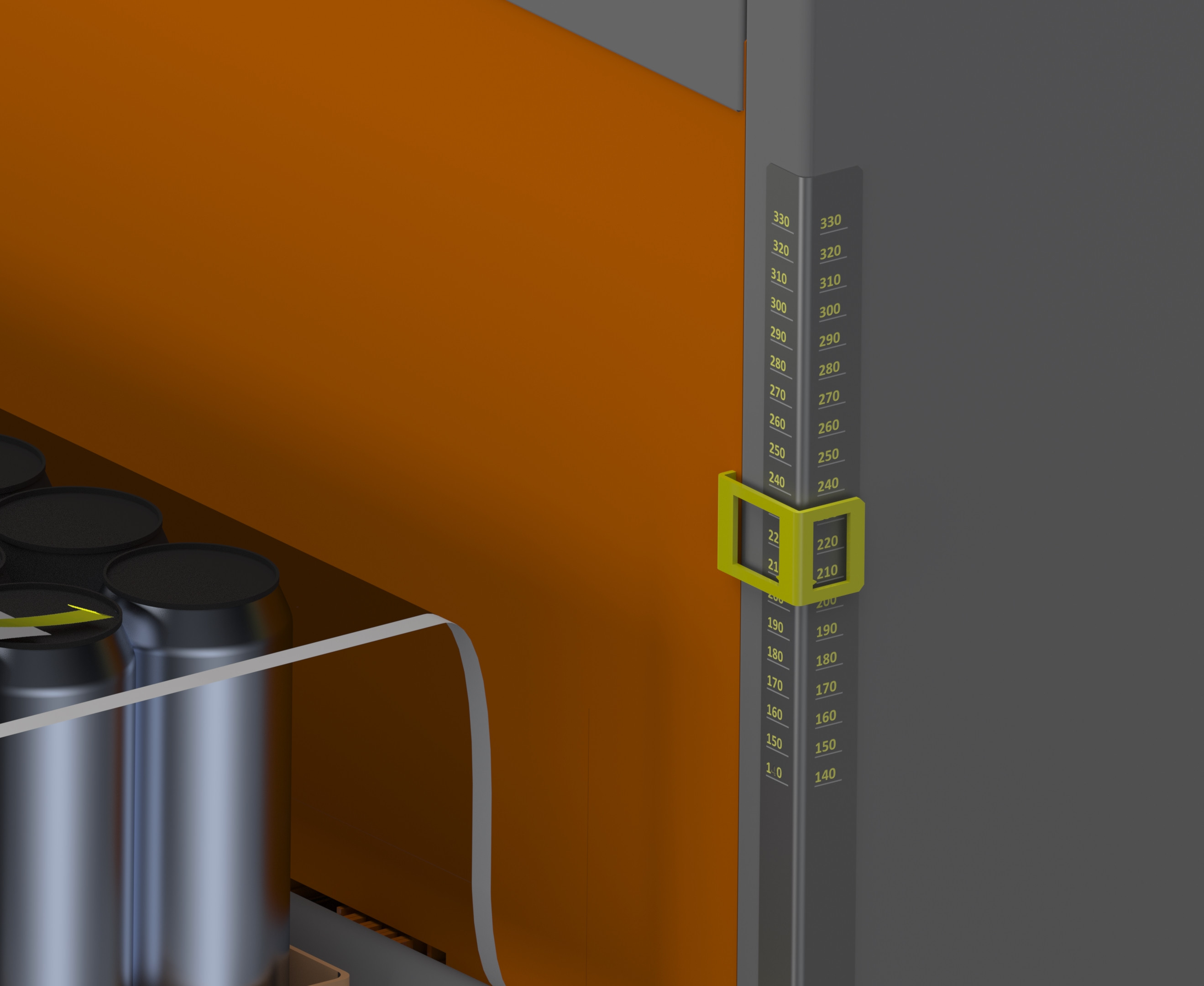 tunnel height adjustment indicator with scale