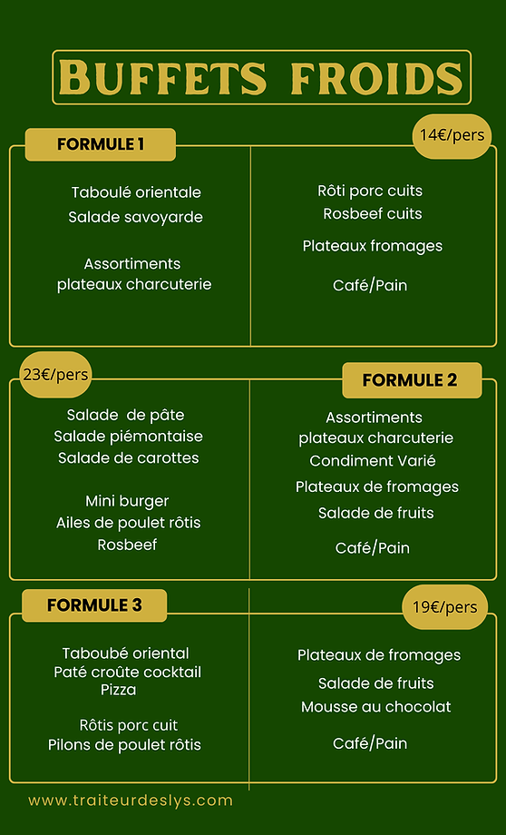 carte Buffets Froids | Traiteur Des Lys