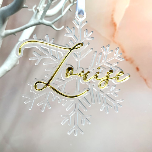 Snowflake with Name Handmade Acrylic Bauble | CC Designs