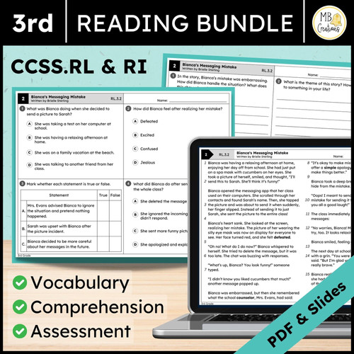 3rd Grade Magnetic Reading Worksheets & Slides Yearlong Language Arts ...