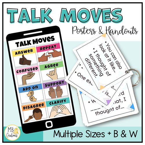 Talk Moves Posters - Math Talk Bulletin Board - Desk Tags, Bookmarks ...