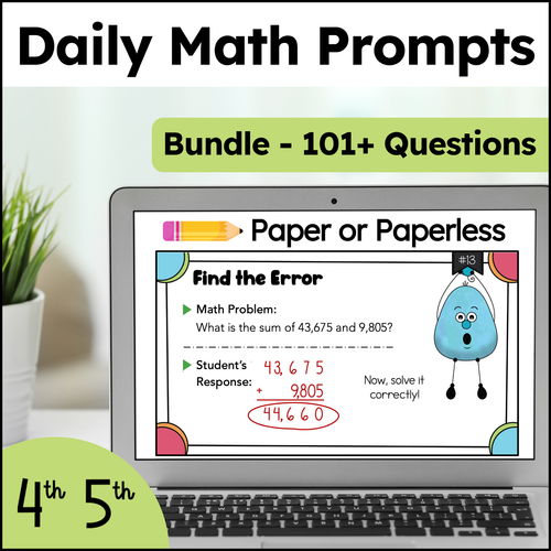 4th Grade Math Number Talk Warm Ups Paperless Question of the Day ...