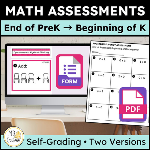 Kindergarten Beginning of the Year Math Activities End of Preschool ...