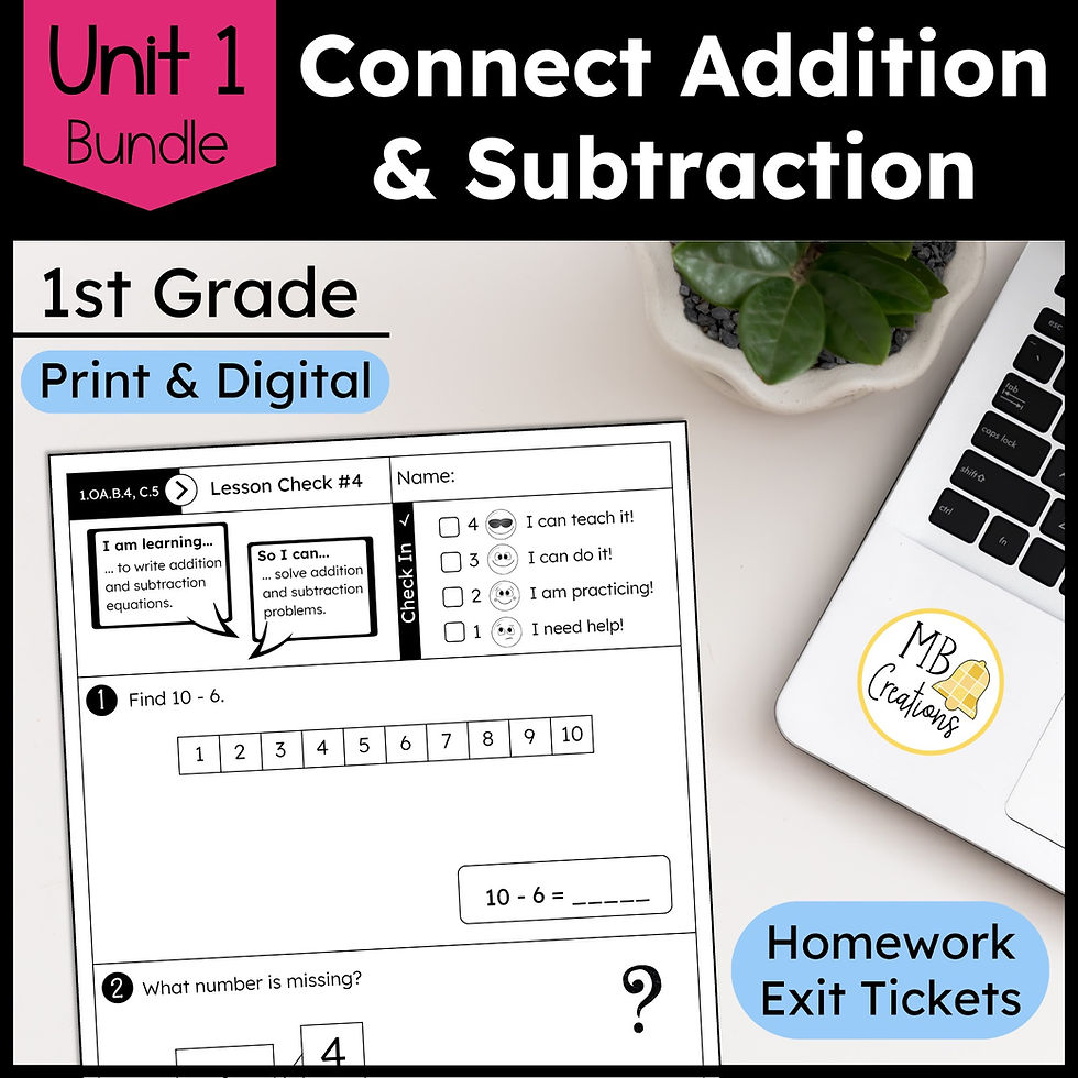 Addition and Subtraction to 10 Practice - iReady Math - 1st Grade Unit ...