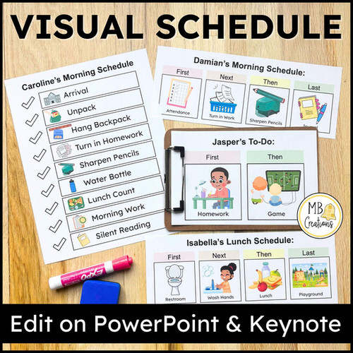 Morning Routine Visual Schedule for School & Home Edit PowerPoint & Mac ...