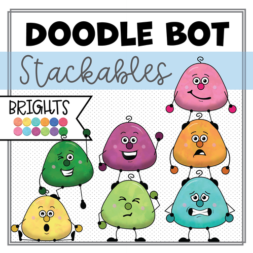 Doodle Bot Clip Art: Stackables - Bright Colors | MB Creations