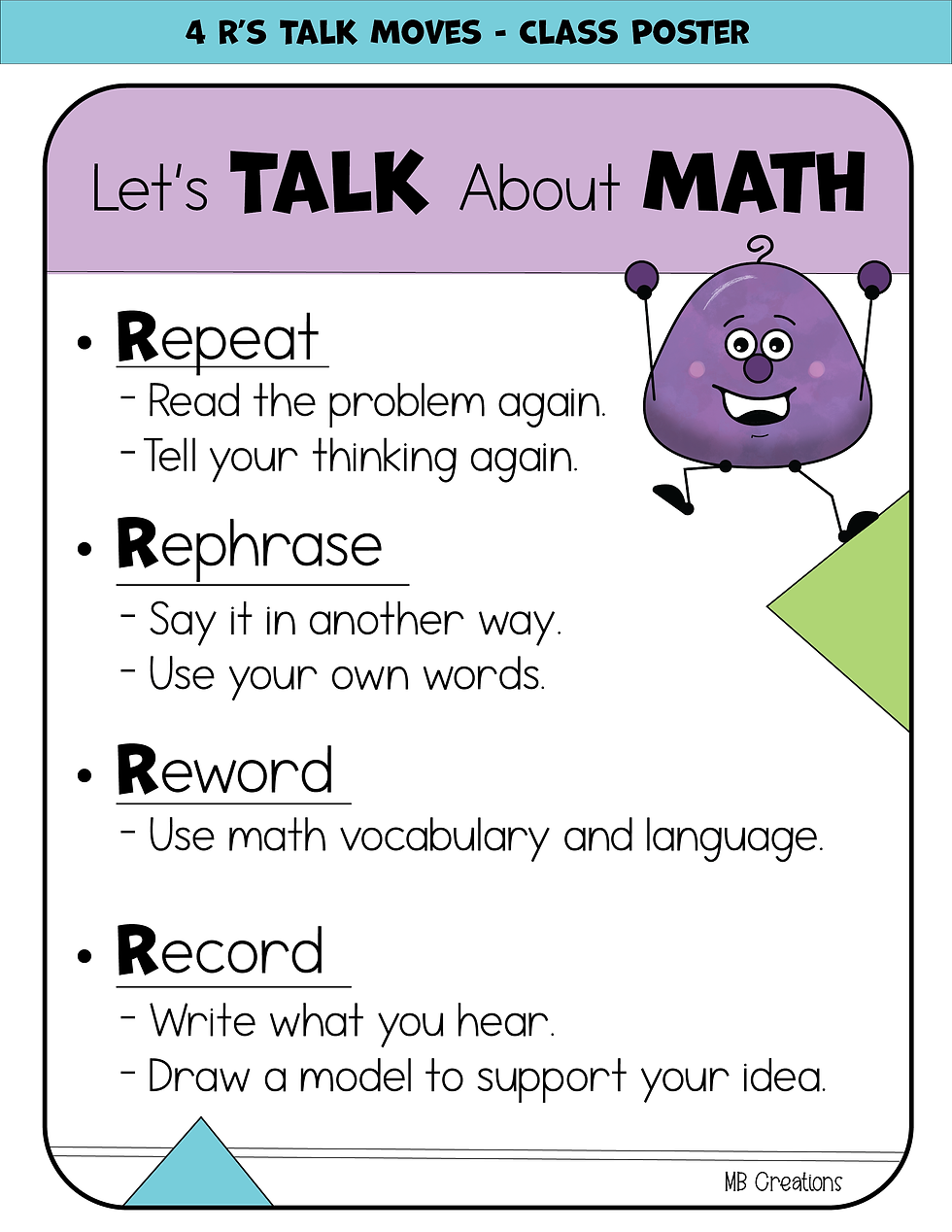 iReady Math 4 R's Poster | MB Creations