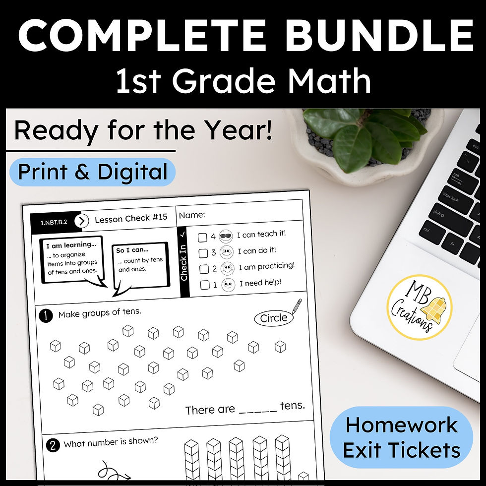 1st Grade iReady Math YEARLONG BUNDLE - Place Value, Add, Subtract ...