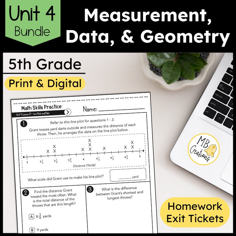 Measurement Conversions, Data, and Geometry -iReady Math 5th Grade Unit ...