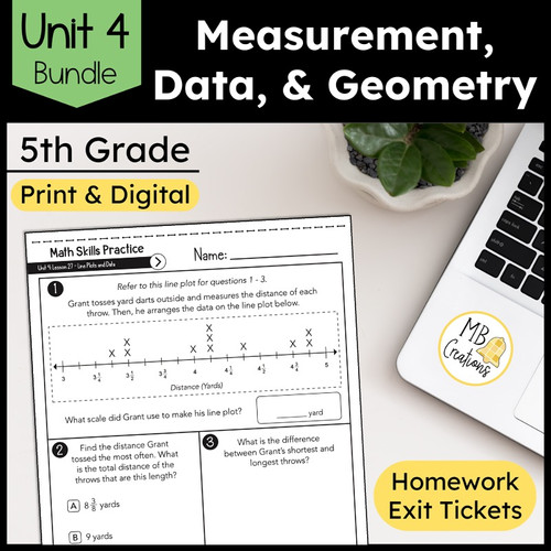 Measurement Conversions, Data, and Geometry -iReady Math 5th Grade Unit ...