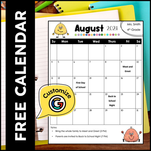 Free 2024-2025 Editable School Calendar | MB Creations