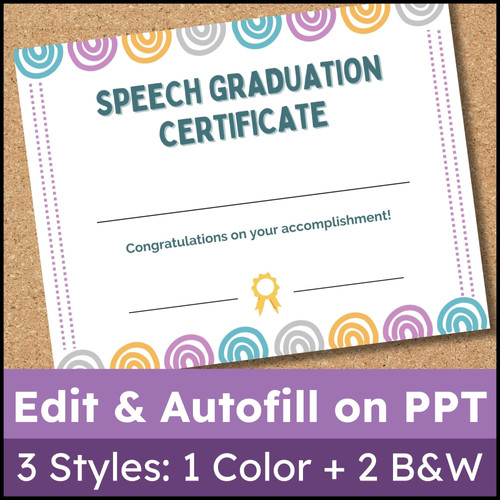 Speech Therapy Graduation Certificates & Awards - Edit and Autofill ...