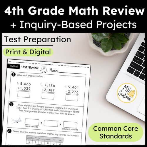 4th Grade iReady Math Test Prep Worksheets, Journals and Slides - Unit ...