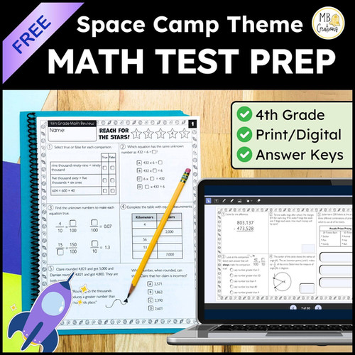 FREEBIE - 4th Grade Math Test Prep End of Year Review Space Camp | MB ...