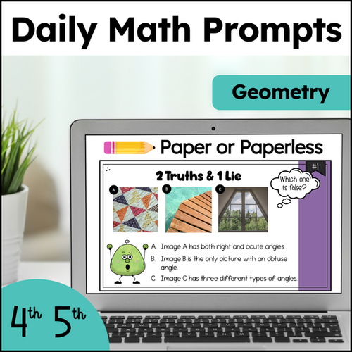 Geometry Math Journal Question of the Day - Paperless Morning Work Warm ...