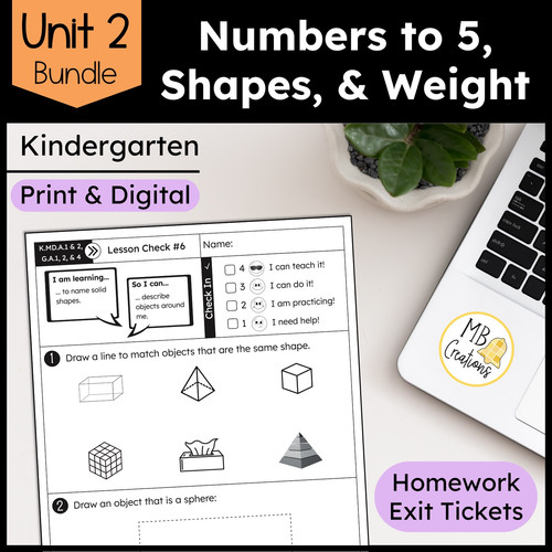 Numbers to 5, Shapes, and Weight - iReady Math - Kindergarten Unit 2 ...