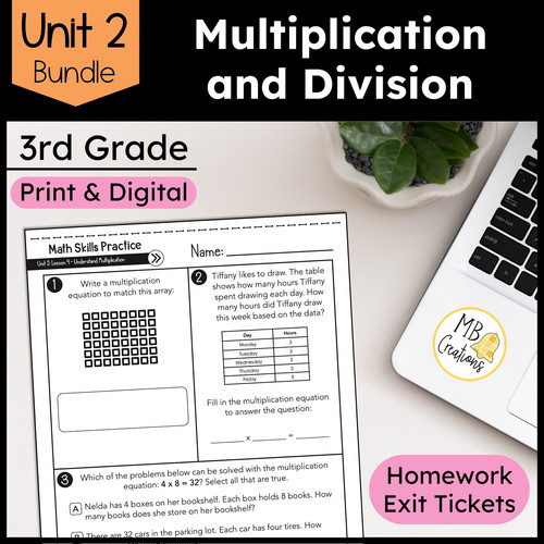 Multiplication and Division Exit Tickets/HW -iReady Math 3rd Grade Unit ...