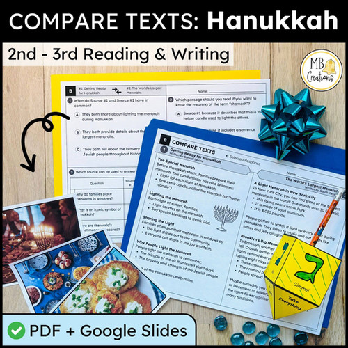 Hanukkah Reading Comprehension Passages 2nd 3rd Print Digital Compare ...
