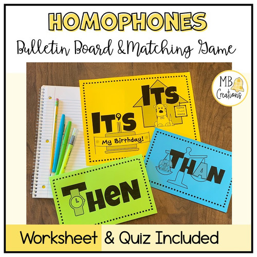 Grammar Posters - Homophones Bulletin Board Kit, Worksheet, Quiz, Game ...