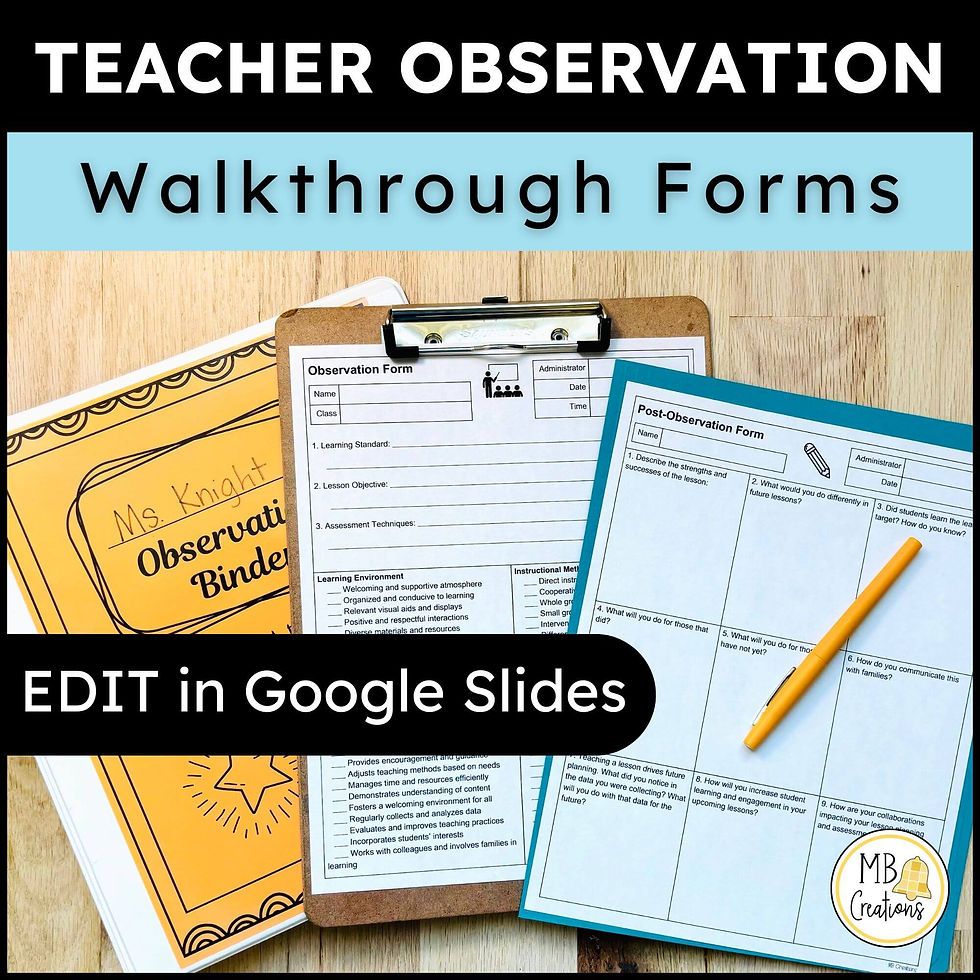 Principal Walkthrough Forms Editable Staff Notes & Teacher Observation ...