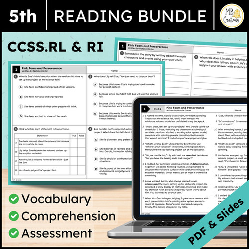 5th Grade Magnetic Reading Worksheets & Slides Yearlong Language Arts ...