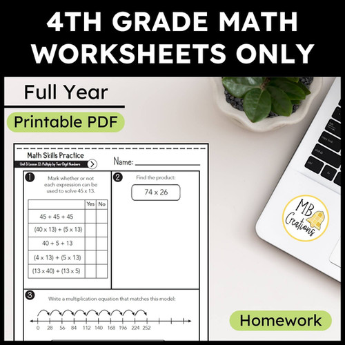 4th Grade iReady Math Supplemental Worksheets Only | MB Creations