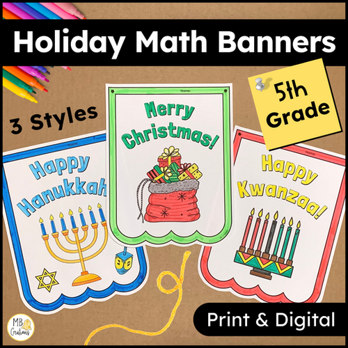 5th Grade Christmas, Hanukkah, Kwanzaa December Math Activities ...