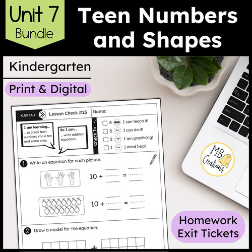 Make Teen Numbers and 2D/3D Shapes - iReady Math - Kindergarten Unit 7 ...