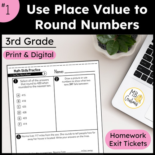 Use Place Value to Round Exit Ticket - iReady Math 3rd Grade Lesson 1 ...