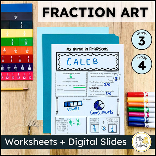 My Name in Fractions Art Project All About Me Math and Early Finisher ...