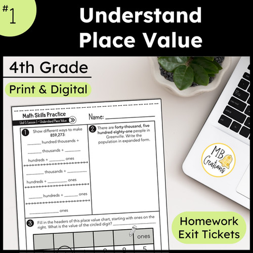 Place Value Worksheets & Exit Tickets 4th Grade iReady Math FREEBIE ...