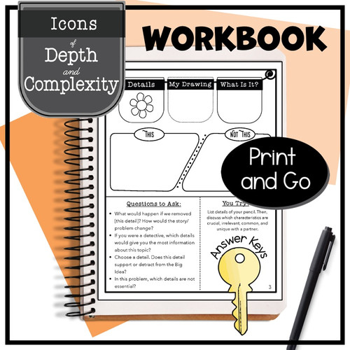 Depth and Complexity Graphic Organizer Icons Introduction Workbook ...