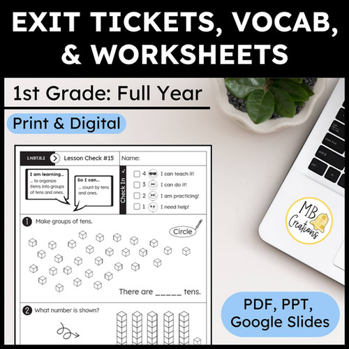 1st Grade iReady Math Yearlong Supplement Exit Tickets, Worksheets ...