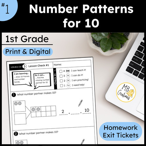 Number Partners for 10 - 1st Grade iReady Math 2024 - Lesson 1 | MB ...