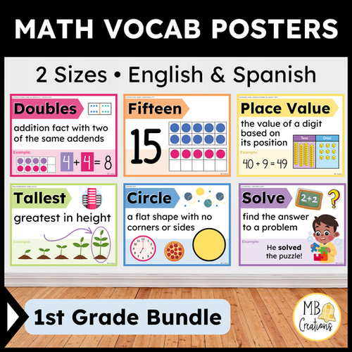 1st Grade iReady Math English/Spanish Word Wall Posters - CCSS ...