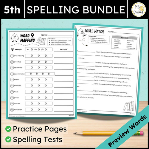 5th Grade Commonly Misspelled Word Worksheets for iReady Magnetic ...
