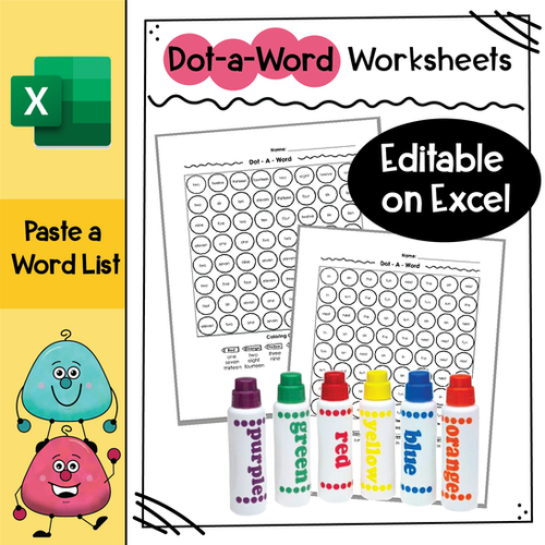 Dot A Word Worksheet Creator Customizable Paste List In Excel MB Creations Dot A Word Worksheet Creator Customizable Paste List In Excel MB Creations