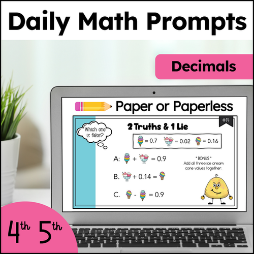 Decimals Math Journal Question of the Day - Paperless Morning Work Warm ...