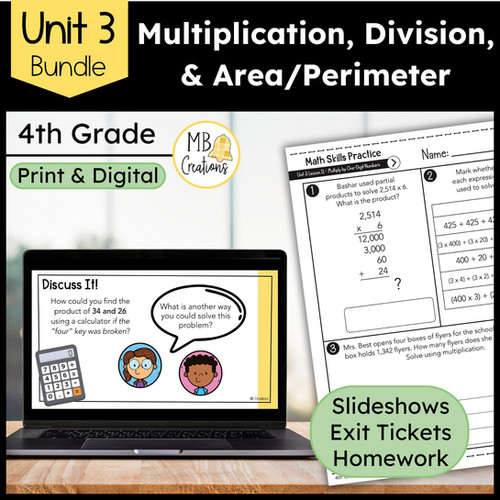 Multiply, Divide, Area & Perimeter -iReady Math 4th Grade Unit 3 ...