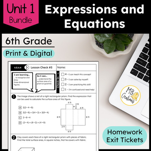 Expressions & Equations Worksheets & Exit Tickets - iReady Math 6th ...