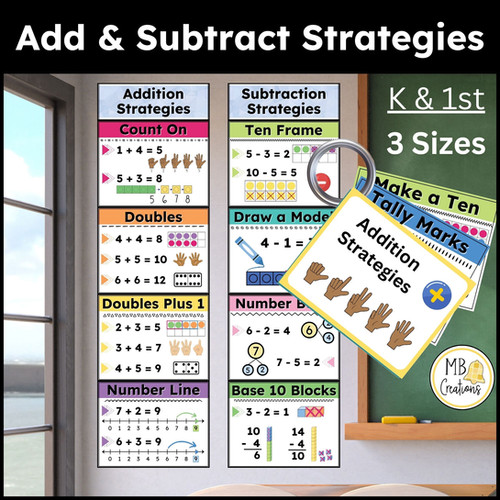 Kindergarten/1st Grade Addition & Subtraction Strategies Anchor Charts ...
