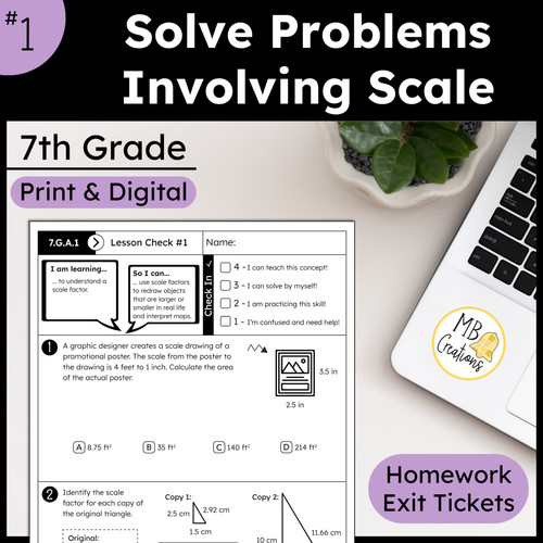 Scale Factor Activities, Worksheets, Exit Tickets -FREE iReady Math 7th ...