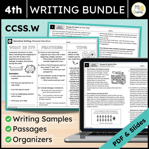 4th Grade iReady Writing Worksheets & Slides Yearlong Language Arts ...