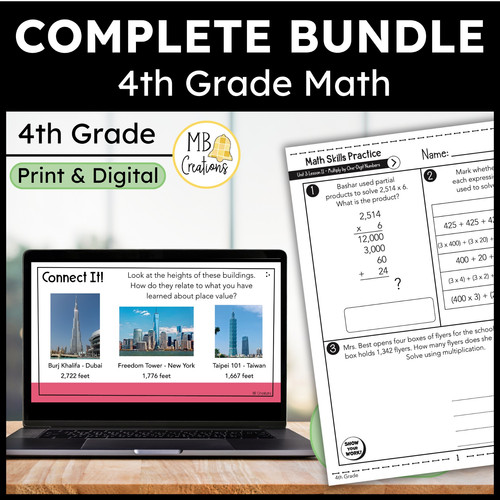 4th Grade iReady Math YEARLONG BUNDLE - Operations, Fractions, Geometry