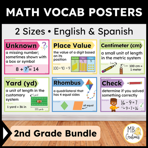 2nd Grade iReady Math English/Spanish Word Wall Posters - CCSS ...