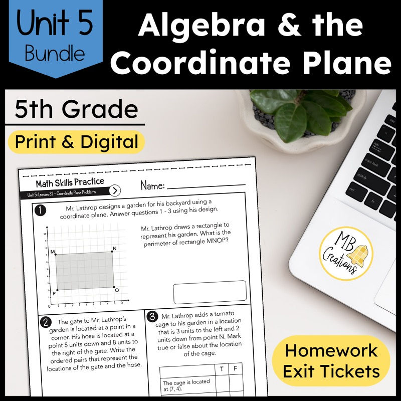 Algebraic Expressions & Coordinate Planes - iReady Math 5th Grade Unit ...